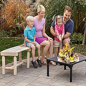 CASTLECREEK Curved Fire Pit Bench, Wood Log Bench Seat, Outdoor, Backyard, Rustic