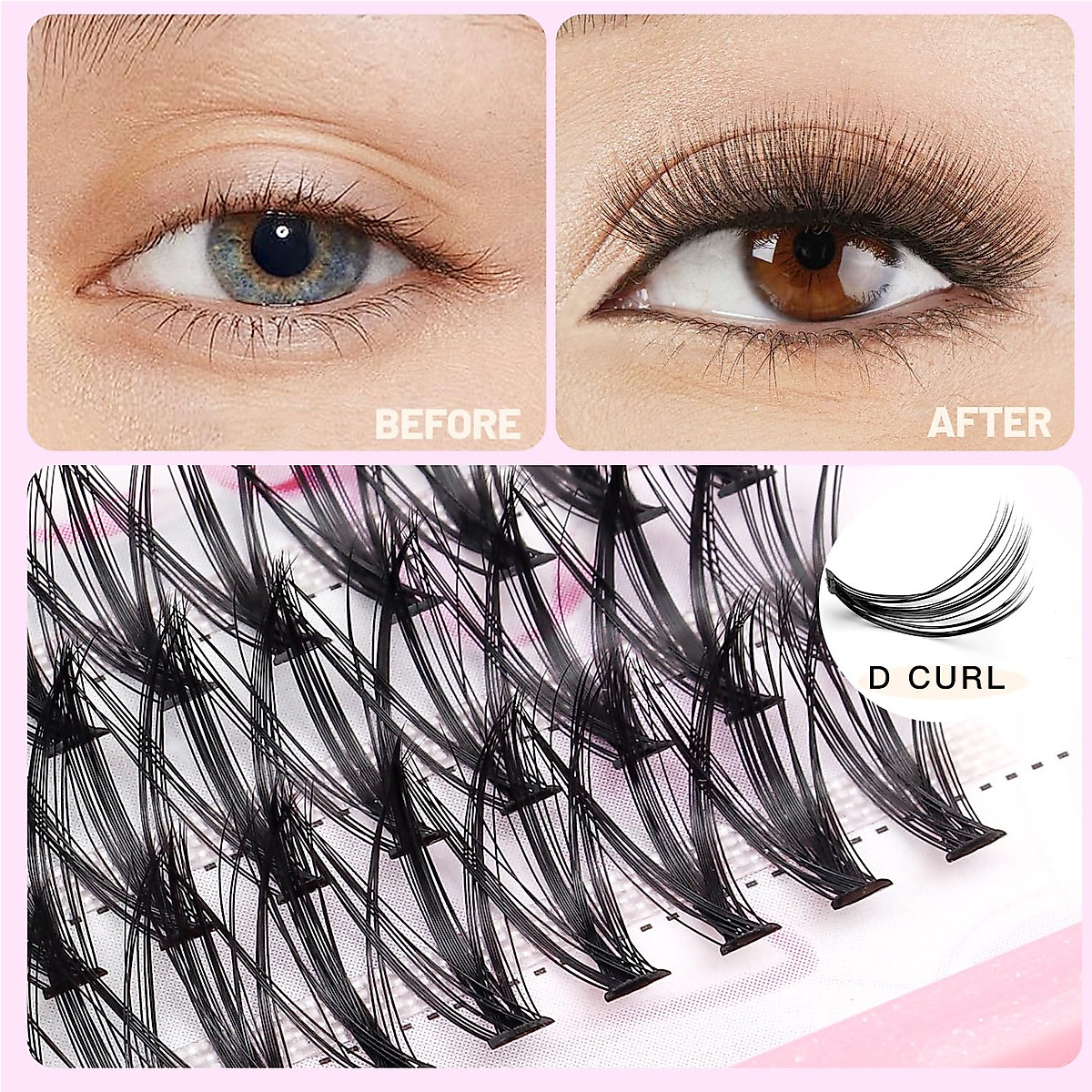 Dedila 8/10/12/14/16/17/18/20mm 60pcs 20 Root Grafting Individual False Eyelashes Mink Natural Long Eye Lashes Cluster Extension Makeup Beauty Fake Eyelash (16MM)