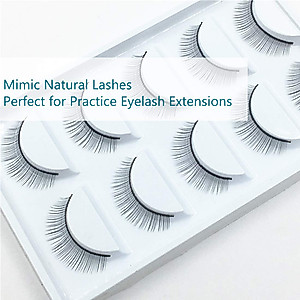 OBEYA 25 Pairs Practice Lashes for Lash Extensions on Mannequin Head or Make Own Lashes, Training Lashes Mimic Natural Lashes Self Adhesive 8mm Practice Eyelash Strips, Gift 10 Pairs Lash Mapping