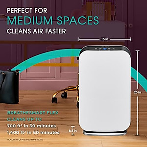 Alen Air Purifier BreatheSmart Flex HEPA w/ VOC/Smoke Filter - 1400 Sq. Ft - Perfect for Bedrooms - Captures Allergens, Dust, & Mold + VOCs & Smoke