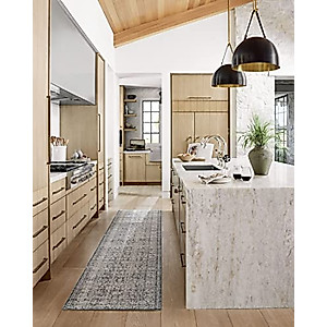 Amber Lewis x Loloi Alie Collection ALE-03 Charcoal / Dove, Traditional 18" x 18" Sample Rug