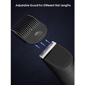 Te-Rich Body Groin Hair Trimmer for Men, Replaceable Ceramic Blade Heads, Waterproof Wet & Dry Clippers, LED Light and Standing Dock, Ultimate Male Hygiene Razor and Electric Body Shavers for Balls