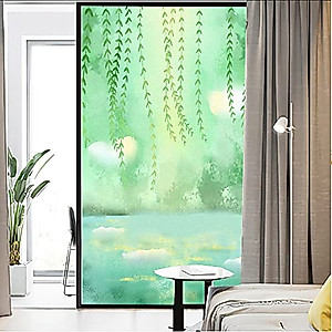 Window Film Window Decal Window Film Privacy Frosted Glass Sticker Green Plants Decoration Adhesive Sticker for Home Privacy Window Decal (Size : 50x120cm)