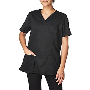 Cherokee Women's Workwear Scrubs Core Stretch Mock-Wrap Top (Medium), Black