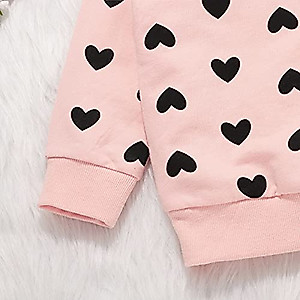 Dimoybabe Baby Girl Clothes Toddler Fall Winter Outfits Set Long Sleeve Ruffle Shirts Tops + Pant + Headband 3pcs 0-6 Months, Pink, Black