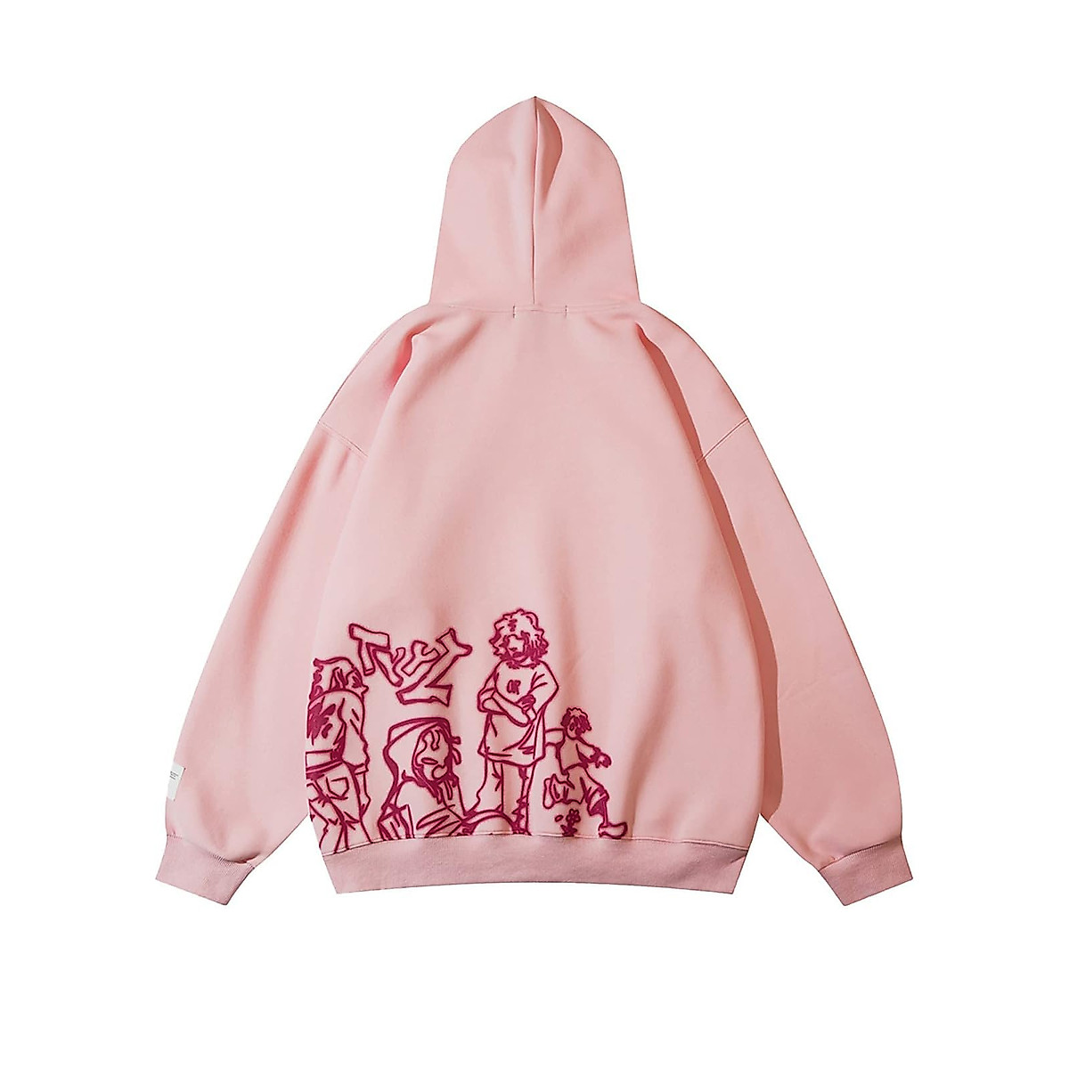Laixton Men's Oversized Hoodie Pullover Unisex Graphic Sweatshirts Hoodies Casual Tunic Anime Streetwear Aesthetic Top Pink