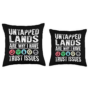 Magic card Gathering of the Geeks co Untapped Lands Trust Issues Magic Geek Cool Throw Pillow, 16x16, Multicolor