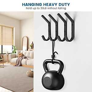 Coat Rack Hooks Wall Mounted,5 Packs Large Wall Hooks, Bath Towel Rope Hooks for Kitchen, Door, Cabinet, Bathroom, Foyers, Hallways.Heavy Duty Hanger for Purse, Rack for Closet and Door Wall Mounted