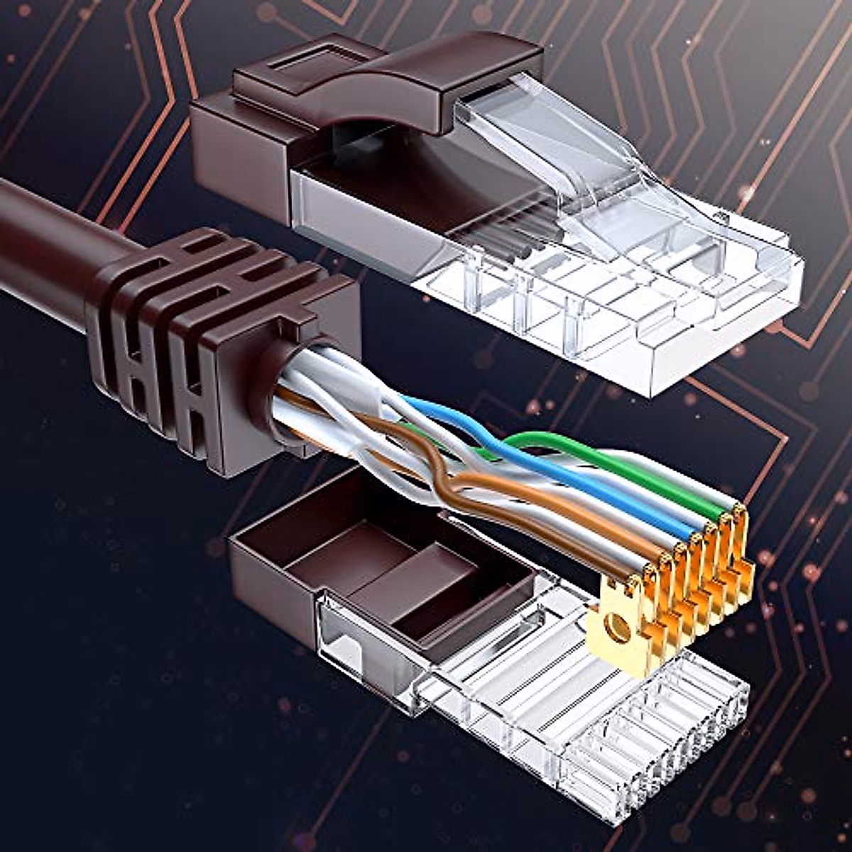 Maximm Cat 6 Ethernet Cable 100 Ft, 100% Pure Copper, Cat6 Cable LAN Cable, Internet Cable, Patch Cable and Network Cable - UTP (Brown) 100 Feet