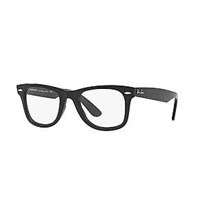 Ray-Ban RX4340V Wayfarer Ease Square Prescription Eyeglass Frames, Black/Demo Lens, 50 mm