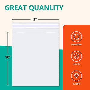 100 Pcs -8" x 10" Clear Plastic Cellophane Bags-Resealable Self Sealing Cello Bags for Artwork Cards & Envelopes, Photo, Prints, Candies