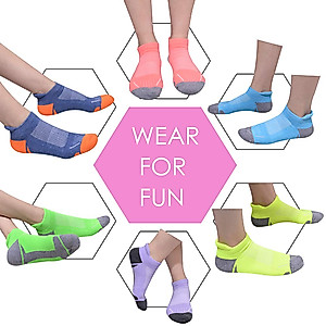 JOYNÉE Womens Athletic Ankle Sports Running Low Cut Tab Cushioned Socks 6 Pack,Multicoloured,Sock Size 9-11