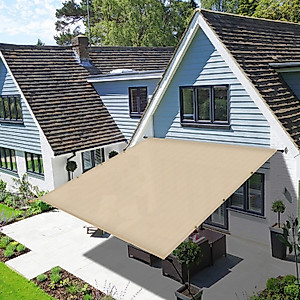 Windscreen4less 8’ x 16’ Universal Replacement Shade Cover Canopy for Pergola Patio Porch Privacy Shade Screen Panel with Grommets on 2 Sides Includes Weighted Rods Breathable UV Block Beige Tan