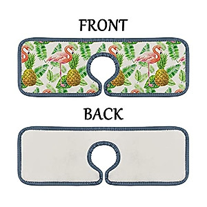 Kitchen Faucet Absorbent Mat 3 Pieces Watercolor Flamingo Pineapple Faucet Sink Splash Guard Bathroom Counter and RV,Faucet Counter Sink Water Stains Preventer