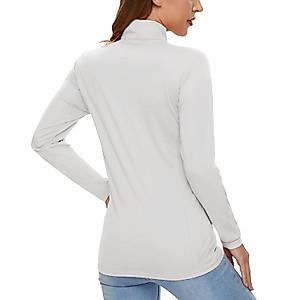 CRYSULLY Women's Sun Protection Shirt Summer UPF 50+ UV Polyester Performance Shirt White