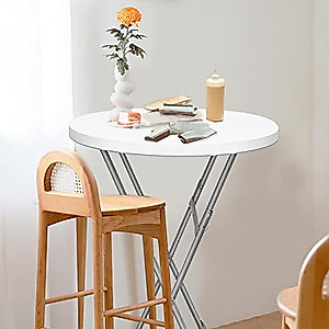 GUAGUA 32" Round Plastic Folding High Top Cocktail Table, 43.5" Bar Height Table for Picnic, Party, Dining, Camping, Beach, BBQ