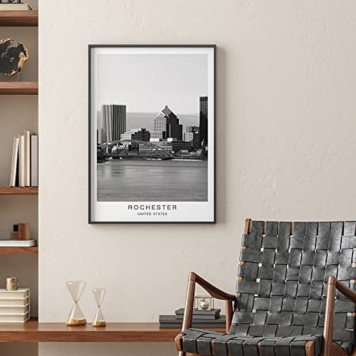 Dear Mapper Rochester United States View Abstract Road Modern Map Art Minimalist Painting Black and White Canvas Line Art Print Poster Art Line Paintings Home Decor (Set of 3 Unframed) (12x16inch)