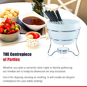 Chocolate Fondue Pot Butter warmer Bowl Set with 4 Dipping Forks & Tea Light Holder – For the Perfect Melted,Chocolate & Cheese Serving fondue set valentines day gifts (1)