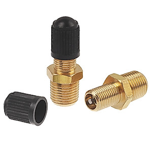 A.I.FORCE 4Pcs 1/8" NPT Brass Schrader Tank Fill Valve with Anti-Corrosion Cap & Replacement Valve Stems