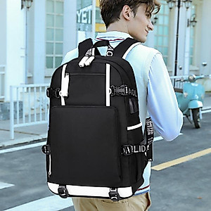 QHRIDS Fashion Laptop Backpack 15.6 Inch with USB Charging Port Travel Outdoor Casual Daypacks Sports Bag College Large Backpacks for Women Men