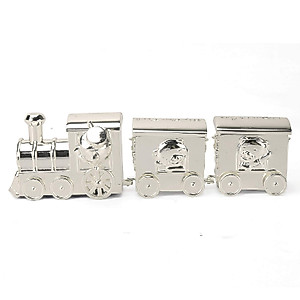 K COOL Shiny Silver Baby Tooth Box Metal Kids Keepsake Origanizer Train Tooth Holder Children Tooth and Curl Fairy Container Christening Gift for Child Memory
