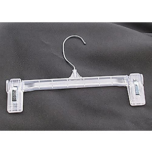 NAHANCO 6010 Plastic Skirt/Pant Hanger with Pinch Grips, Metal Swivel Hook, 10", Clear (Pack of 200)