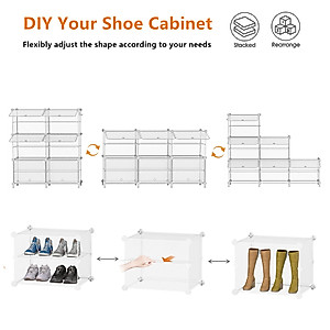 AWTATOS Shoe Rack, 6 Tier Shoe Storage Cabinet with Door, 24 Pair Shoe Organizer Shelves for Closet Hallway Bedroom Entryway, Transparent Twill