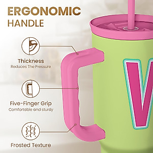 SANDJEST Stainless Steel Slider Tumbler With Handle 40oz & Jewelry Case with Initial W