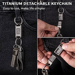 TISUR Quick Release Keychain,Titanium EDC Pull Apart Key Chain,Detachable Carabiner Keychain with 2pcs Titanium Key Rings