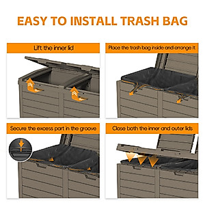 KFY 62-Gallon Outdoor Trash Can with lid, Waterproof, UV-Resistant Resin Garbage Can, Lockable Lid and Drip Tray, Animal-Proof, for Patio, Kitchen, Backyard and Deck