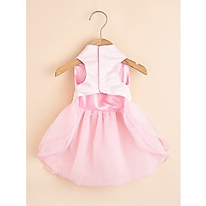 QWINEE Bowknot Decor Dog Dresses Contrast Mesh Kitten Puppy Princess Dress Small Medium Dog Kitten Skirt Costume Sundress Pink A XS
