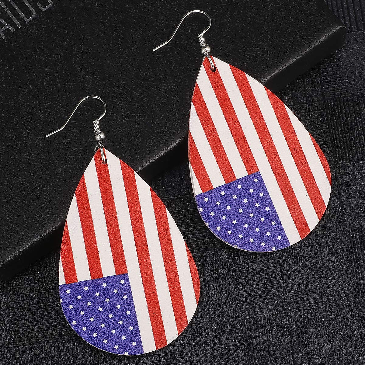 AIDSOTOU 12 Pairs Leather Earrings Set for Women Lightweight Faux Leather Teardrop Earring 4th of July Jewelry