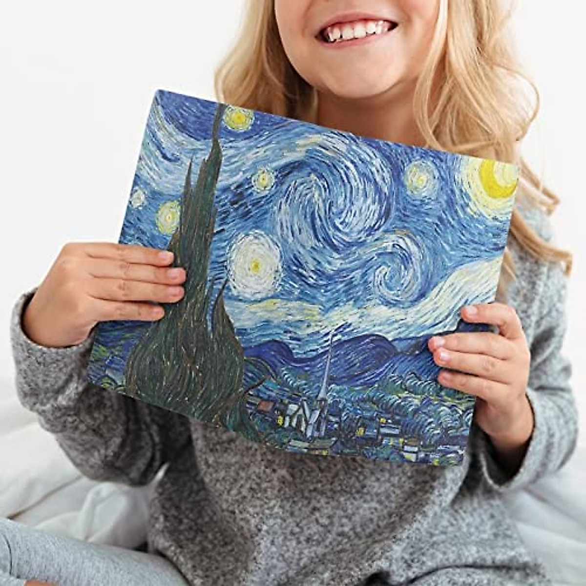 YEXIATODO Van Gogh Starry Night Book Sleeve for Textbook Kawaii Dogs Pets Anti-scratch No Glue Section Washable Reusability Polyester Book Covers Decorate Hardcover