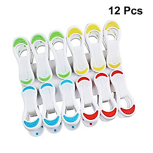 DOITOOL Clothespins, 12pcs Windproof Plastic Clothespins Anti- Slip Clothes Pins Laundry Clips for Socks Blanket Underwear (Mixed Colors)
