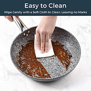 KOCH SYSTEME CS 8"+11" Premium Nonstick granite stone Frying Pan Sets, Gray Nonstick Frying Pan Sets with Lids, Aluminum Pan for Effortless Cooking, Kitchen Cookware Sets Compatible for all Stoves