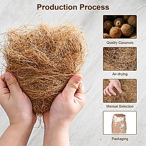 Sukh 110G Coconut Fiber for Bird Nest - Canary Nesting Material Coconut Bird Nest Finch Coconut Fiber Loose Bedding Substrate for Laying Eggs,Resting Materials for Birds, Hummingbird Parakeet
