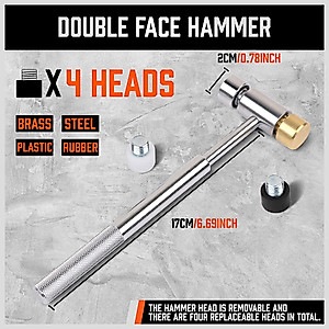 HORUSDY 22-Piece Punch Set and Hammer with Brass, Hollow, Steel, Plastic Punches, Brass Punch for Maintenance.