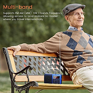 PRUNUS 429 Small Radio, Pocket Radio, AM FM Radio USB Charging, Large Button, Neodymium Speaker, Auto Save, USB Flash Drive, SD Card AUX Input MP3, Shortwave Radio for Elderly and Senior(Blue)