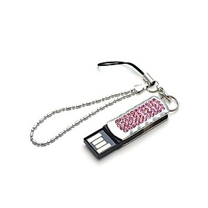 D-CLICK TM 8GB/16GB/32GB/64GB/ Fashion Jewelry Bling Shiny Crystal Diamond pendant USB High speed Flash Memory Stick Pen Drive Disk Necklace (8GB, Mini Keychain Pink)
