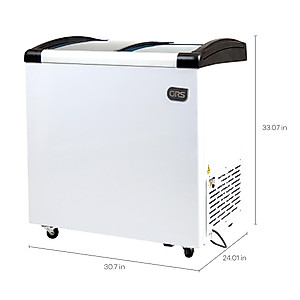 GRS Glass Door Small Chest Freezer - 4.13 Cubic Feet Small Deep Freezer with LED Light and 2 Removable Baskets, Mini Freezer Ideal for Ice Cream and Frozen Novelties
