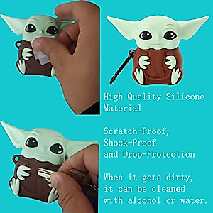 Wifantien 3D Yoda Case for AirPod 2/1 Case,3D Cute Cartoon Women Girls Kids Stylish Fashion Chic Lovely Kawaii Yoda Baby Shape Keychain Soft Silicone Case for Airpods 1 & 2 Case(Yoda Baby)