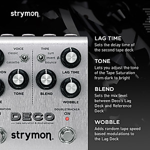 Strymon Deco V2 Tape Saturation and Doubletracker Guitar Effects Pedal for Electric and Acoustic Guitar, Synths, Vocals and Keyboards