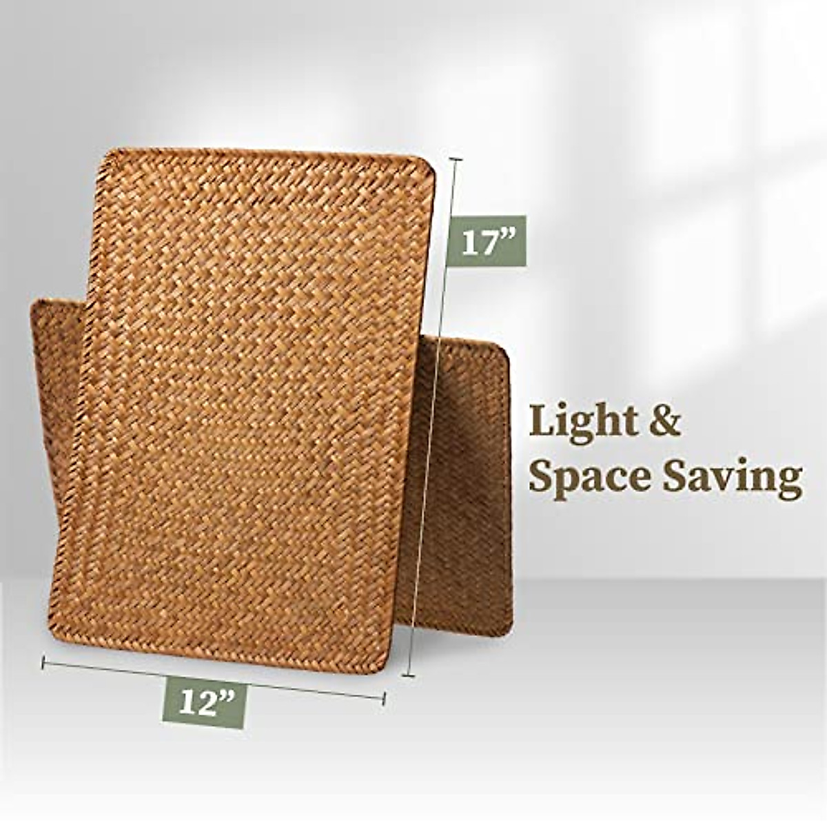 All Natural Handmade Woven Wood Kitchen Mat, Placemats Set of 6, Outdoor Rattan Seagrass, Eco-Friendly Wicker Bamboo Cork, Washable Non-Slip Jute Place Mats for Dining Table (17" x 12")