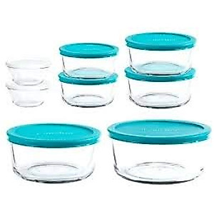 Anchor Hocking Classic Glass Food Storage Containers with Lids, Teal, 1 Cup (Set of 4)