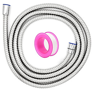 Metal Shower Hose Replacement，96 inch Extra Long Chrome Handheld Shower Head Hose - Lightweight And Flexible