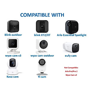 20FT Power Extension Cable Charger for Blink Outdoor,Blink XT2/XT,Wyze Cam V3,WyzeCam Outdoor,Arlo Essential,Eufy,KasaCam,Yi Camera,Weatherproof Charging Cord with Adapter for Security Cam 2Pack,Black