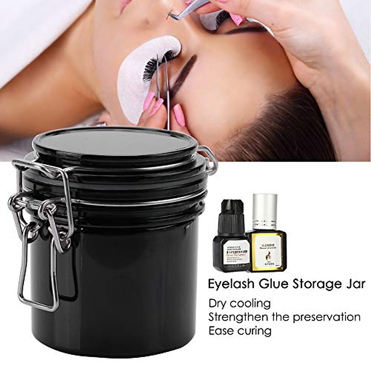 Eyelash Glue Storage Jar, Sealed Storage Container Cylinder for Eyelash Extension Glue, Anti Drying Condensation Glue Storage