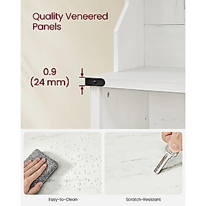 VASAGLE Hall Tree with Bench and Shoe Storage, Coat Rack with Shoe Bench, Entryway Furniture, 16 Open Compartments, 6 Tri-Hooks, Farmhouse Style, Space Saving, Rustic White UHSR427W02