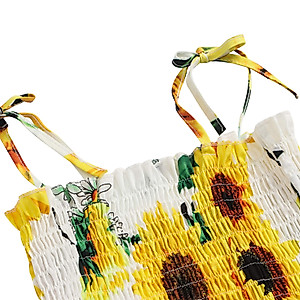 Toddler Kids Baby Girl Summer Dress Clothes Floral Ruffle Strap Dresses Backless Princess Sundress Playwear Outfits (White Sunflower, 18-24 Months)