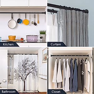 Tension Shower Curtain Rod 51-126 Inch, Dual-End Adjustable Shower Curtain Rod, No-Drill Carbon Steel Rust-Resistant Spring Rod, Long Rod for Bathroom Window Patio, Easy Install 1.26-Inch Diameter